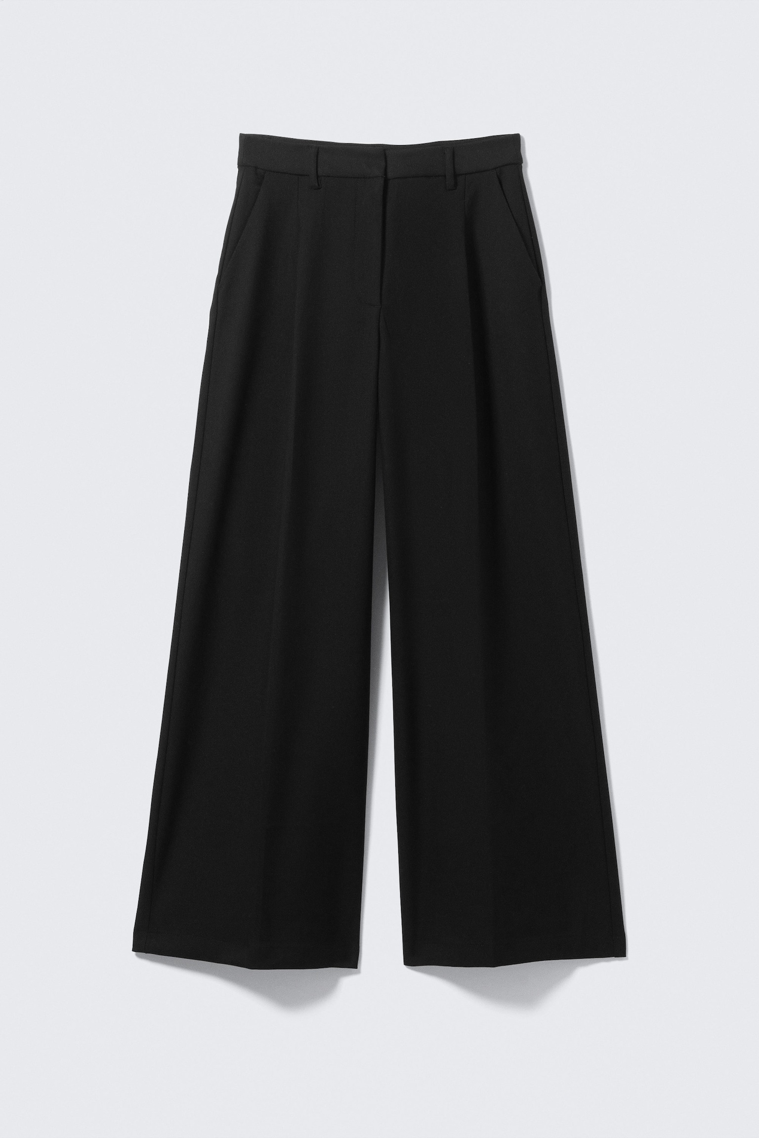 pleated high waist wide leg suiting trousers - Black | Weekday DK
