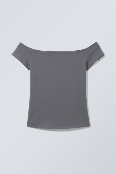 off shoulder t-shirt - Dark Grey | Weekday DK
