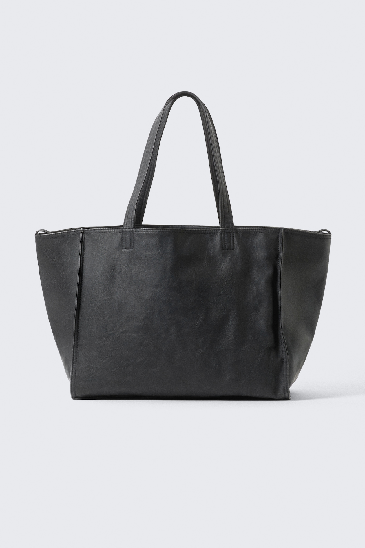 Women's Black Large Faux Leather Tote Bag | H&M GB
