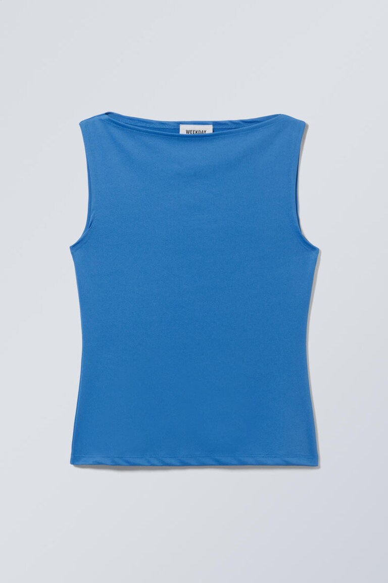 annie sleeveless boat-neck top - Blue | Weekday WW