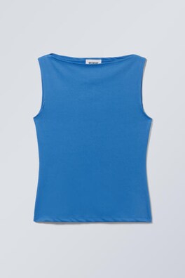 annie sleeveless boat-neck top - Blue | Weekday WW