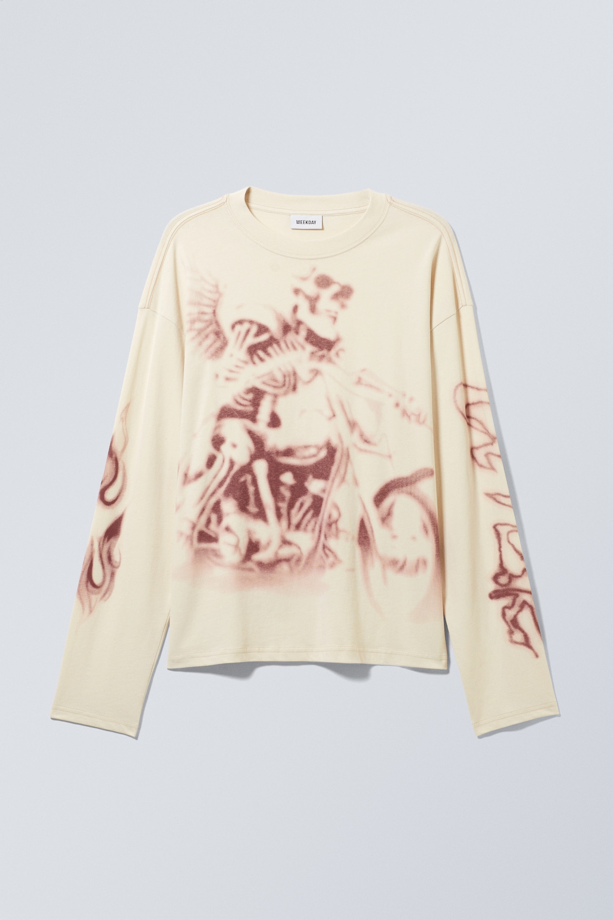 great boxy graphic long sleeve t-shirt - Dusty White | Weekday WW