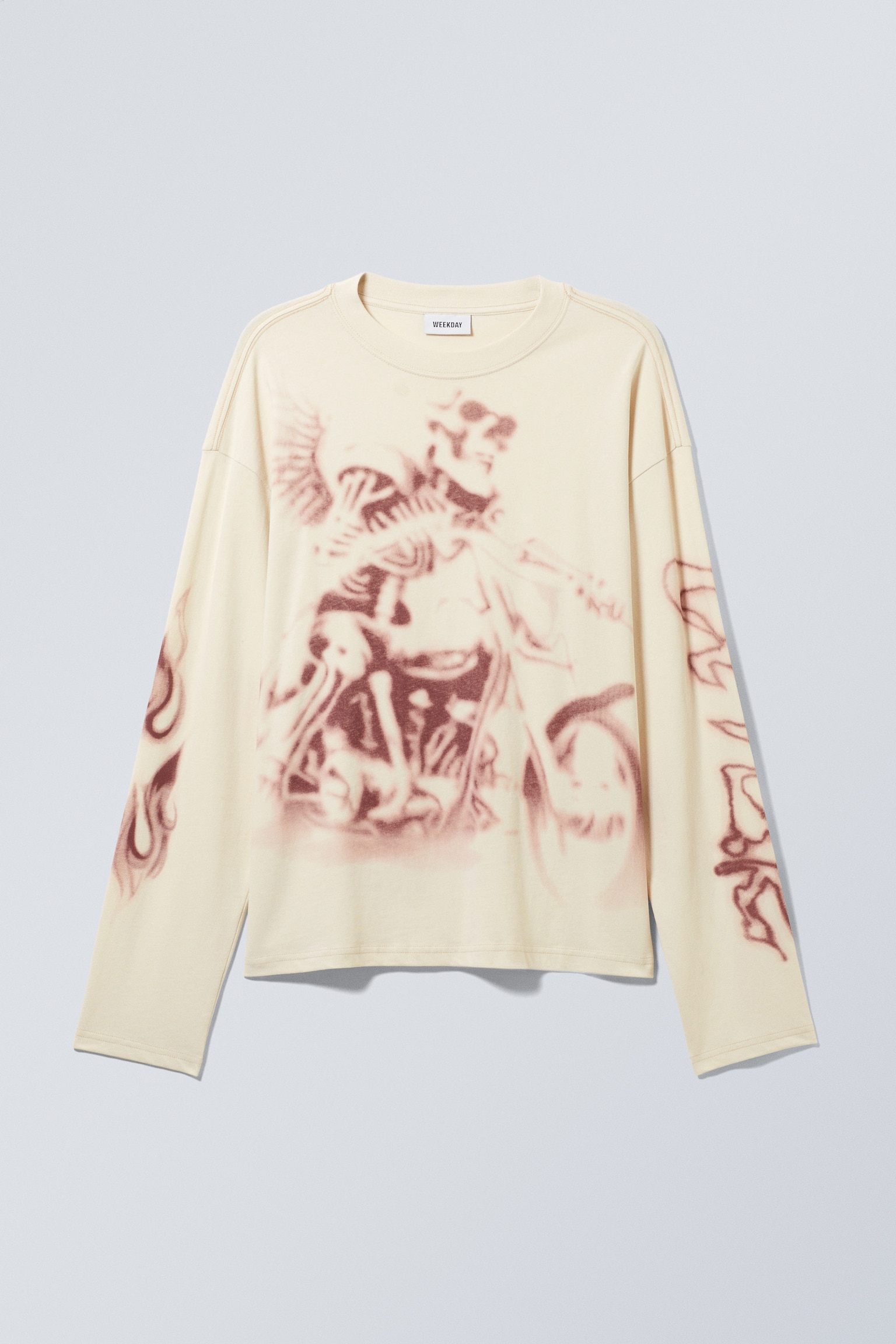 great boxy graphic long sleeve t-shirt - Dusty White | Weekday WW