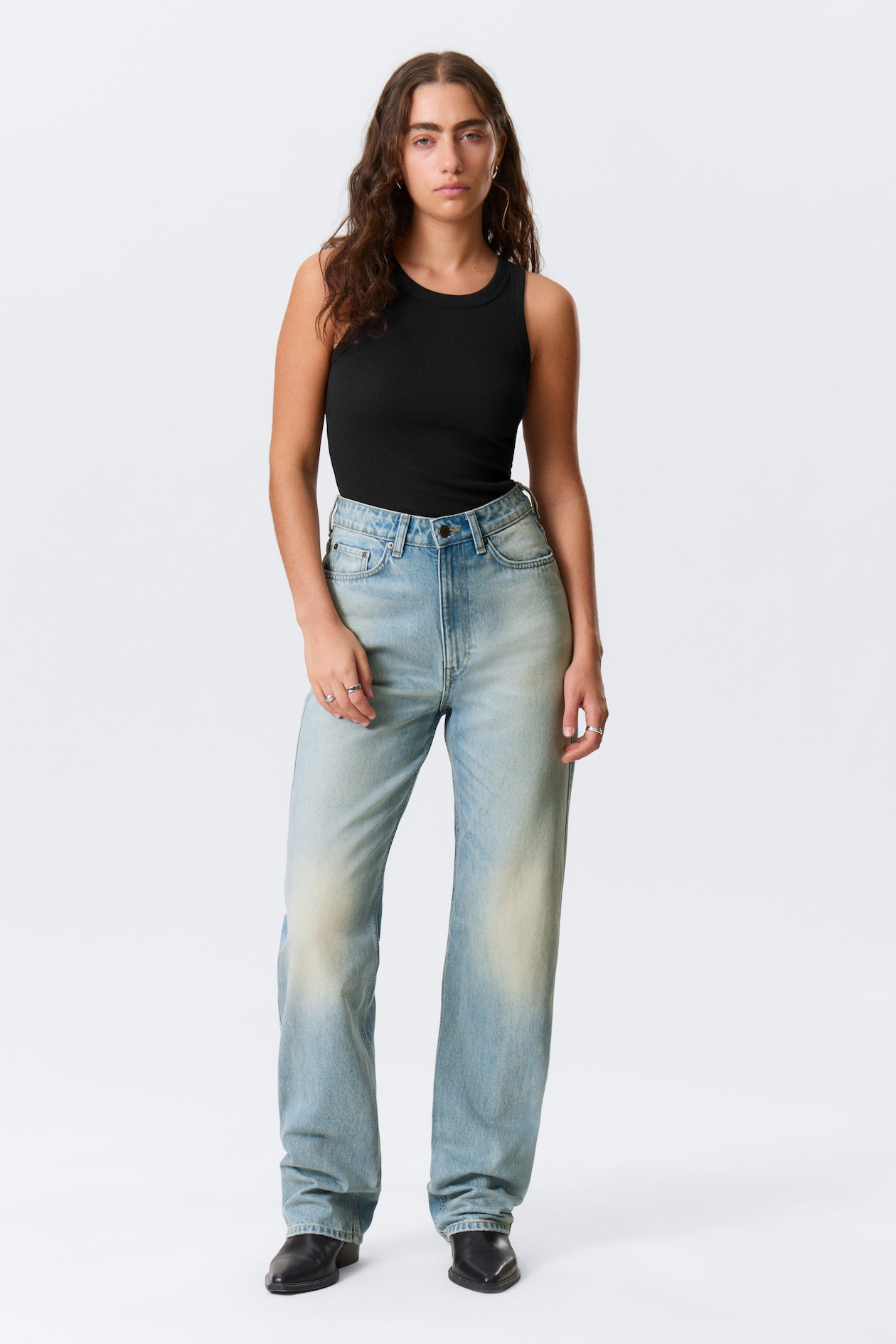 Women's Port Blue - Light Blue Rowe Super High Waisted Regular Straight ...