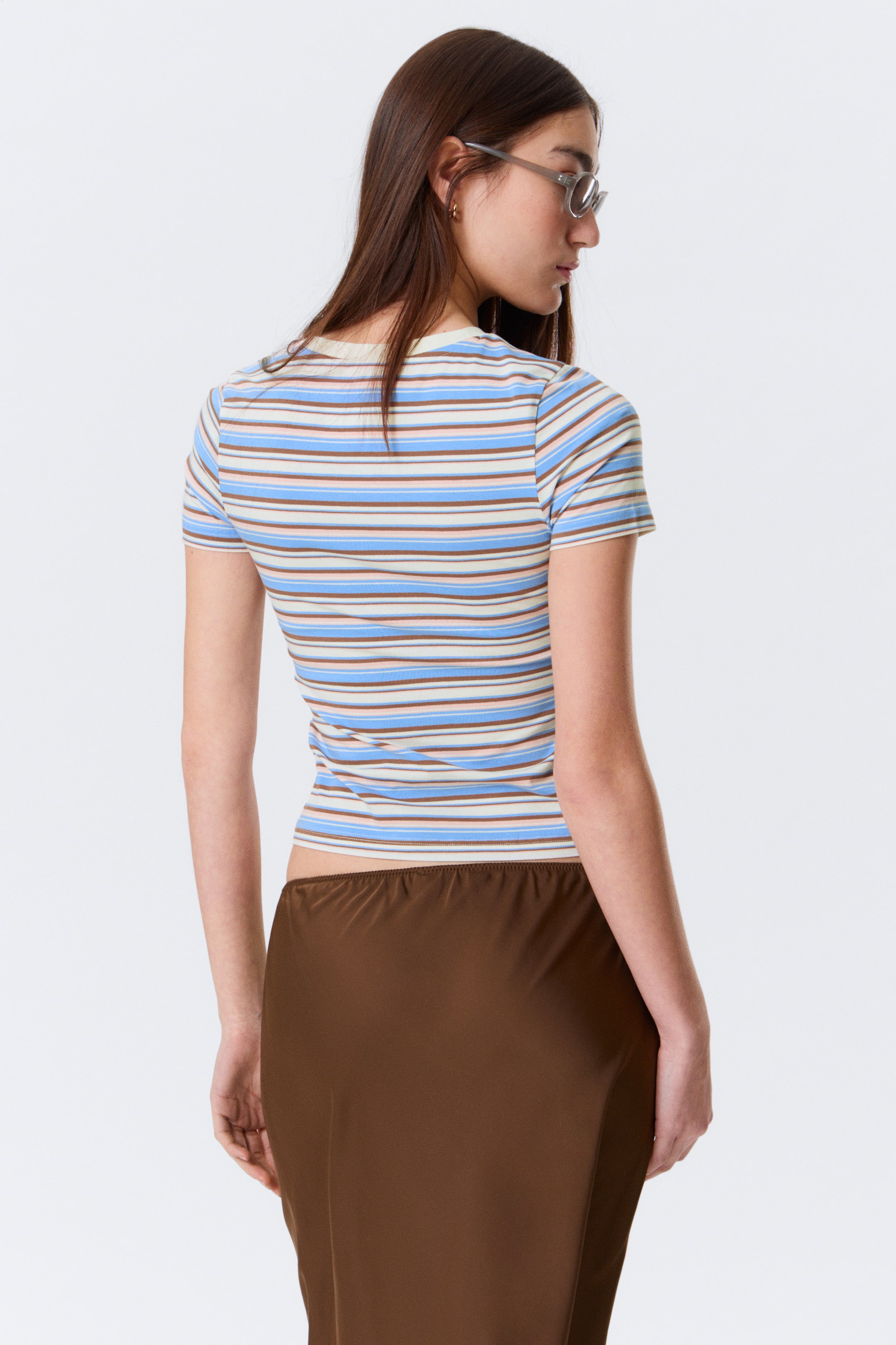 Women's Blue/Pink Multi Stripe Tight Mini T-shirt | H&M GB