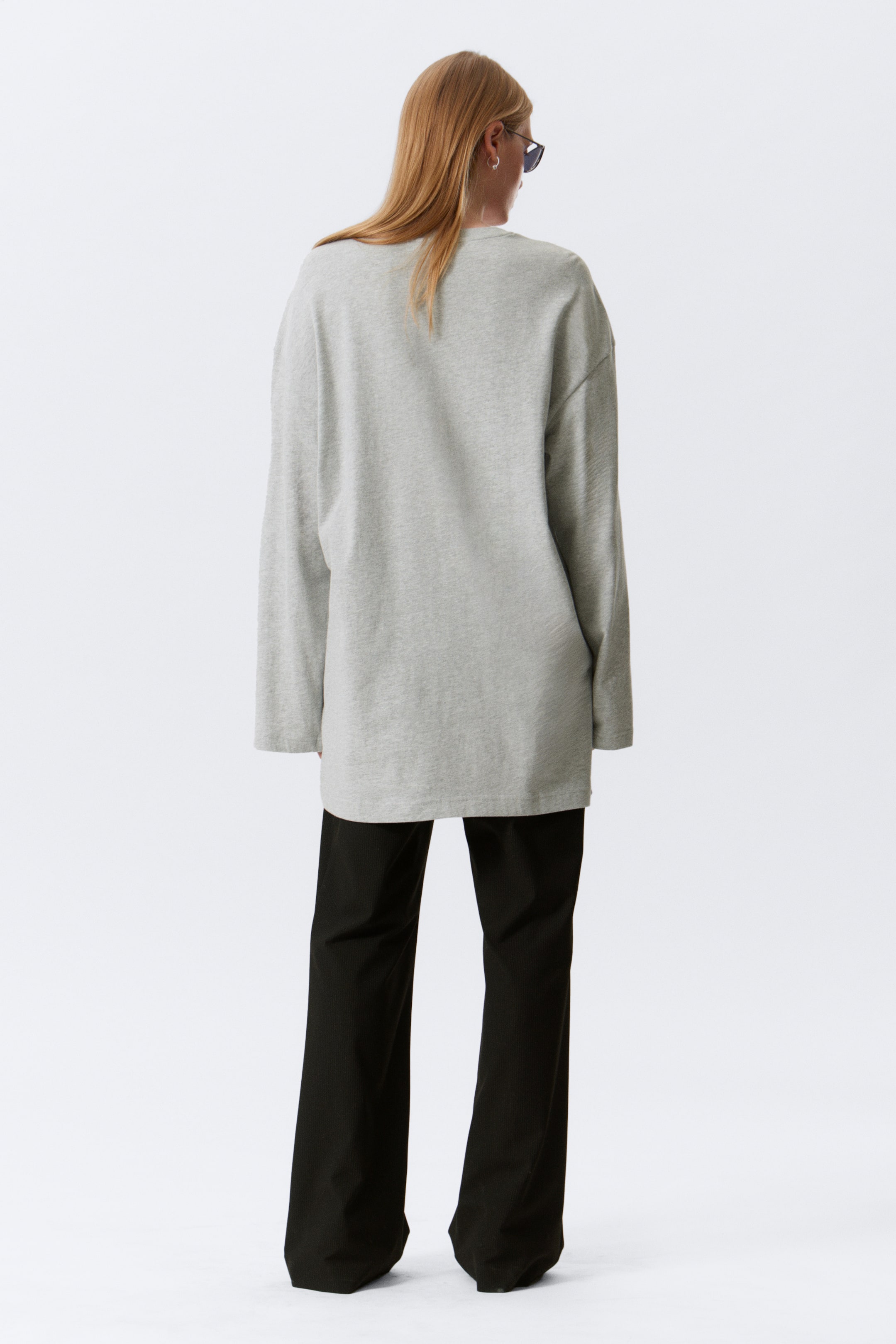 Vestido camiseta de manga larga oversized - Gris jaspeado - MUJER | H&M ES