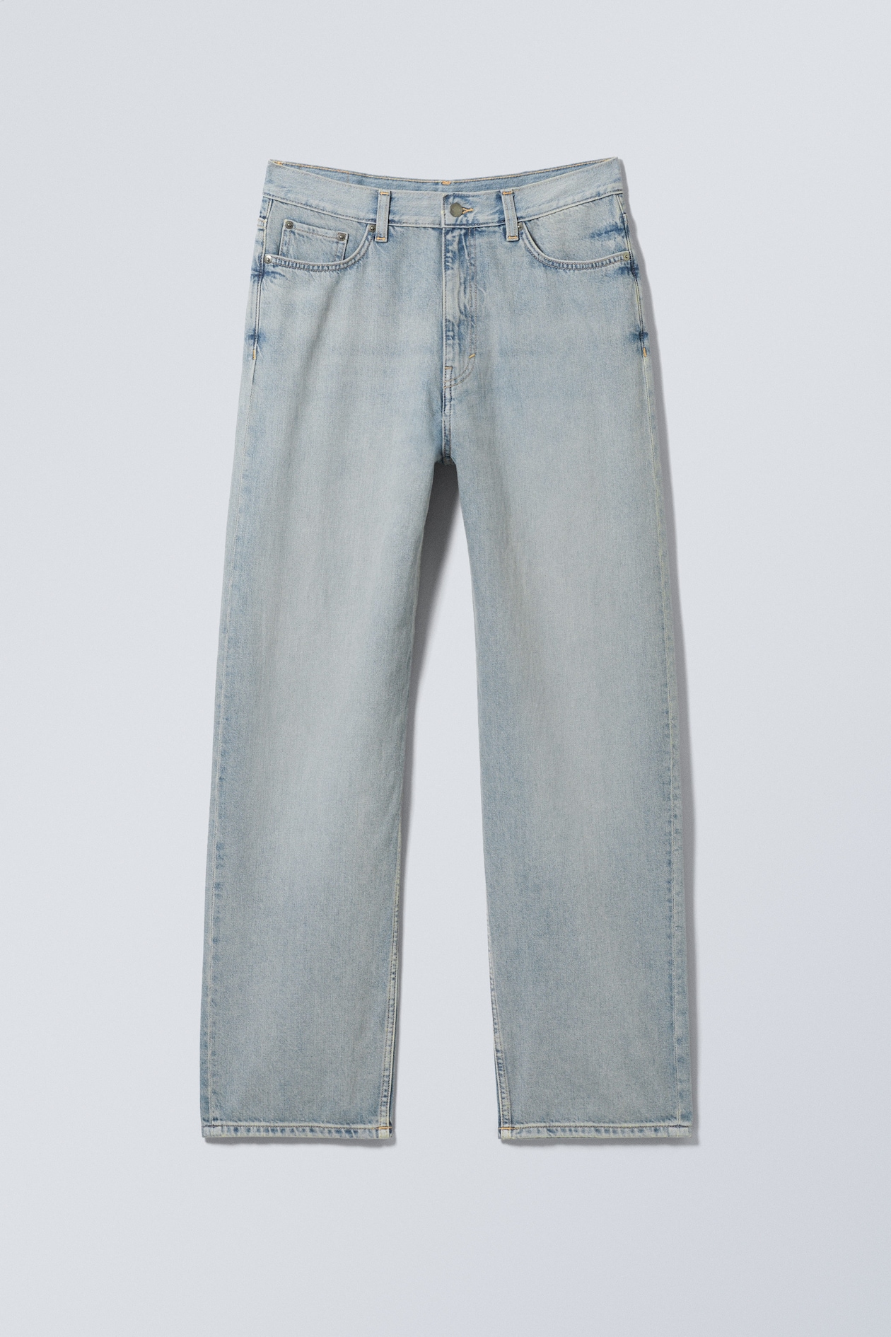 galaxy mid waist loose straight jeans - Brick Blue - Ljusblå | Weekday SE