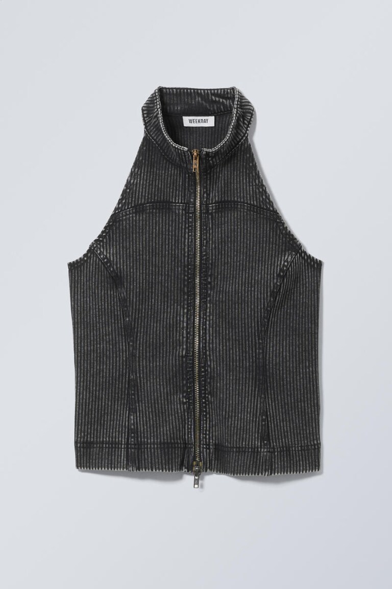 zip-top aus gewaschener baumwolle - Verwaschenes Schwarz | Weekday DE