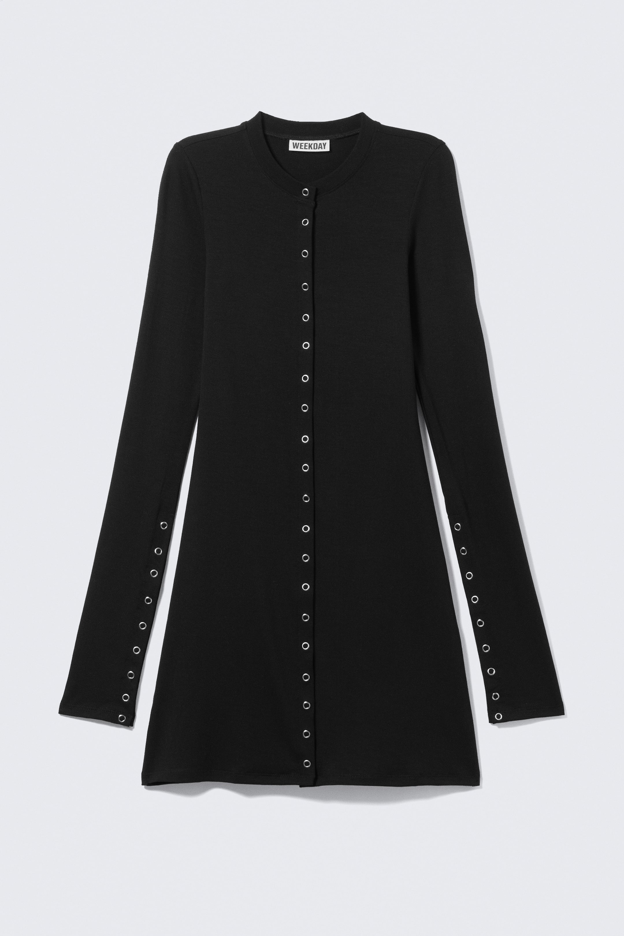 Rochie mini cu nasturi și mâneci lungi - Negru - FEMEI | H&M RO