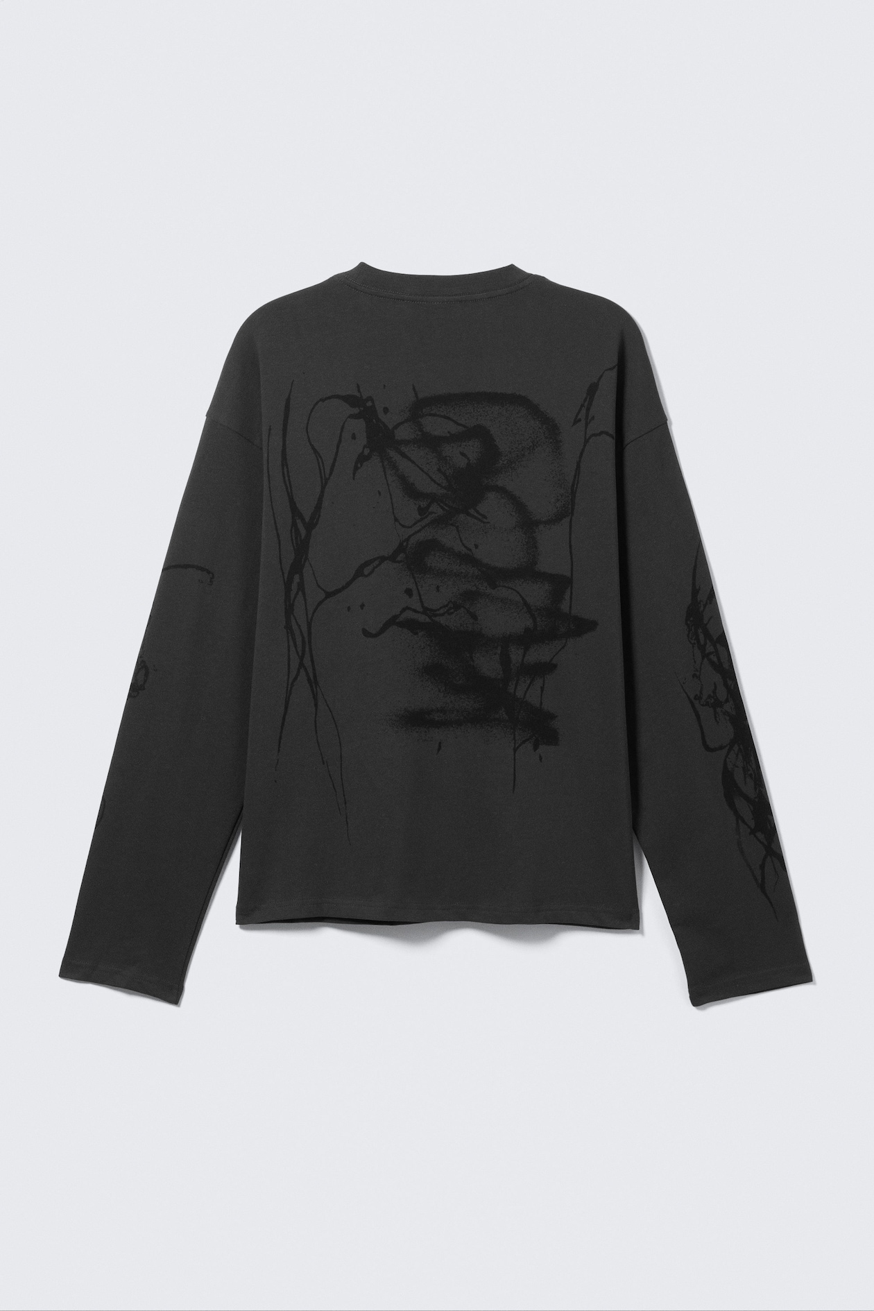 great boxy graphic long sleeve t-shirt - Dark Grey - Big Mess | Weekday WW