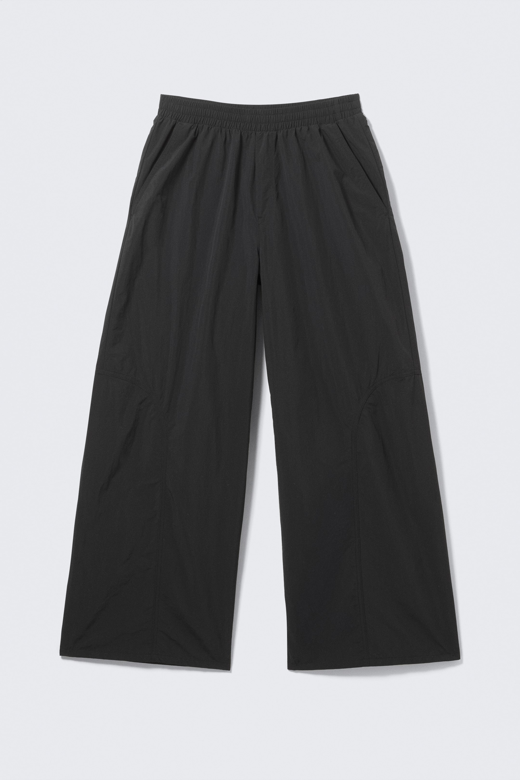 Nylon wijde broek met halfhoge taille en wijde pijpen - Zwart - HEREN ...