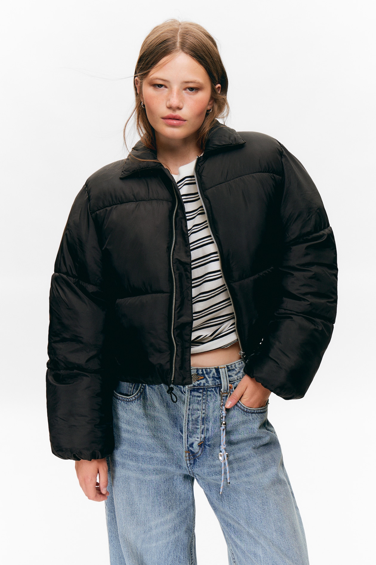 Collared Puffer Jacket - Black - Ladies | H&M GB