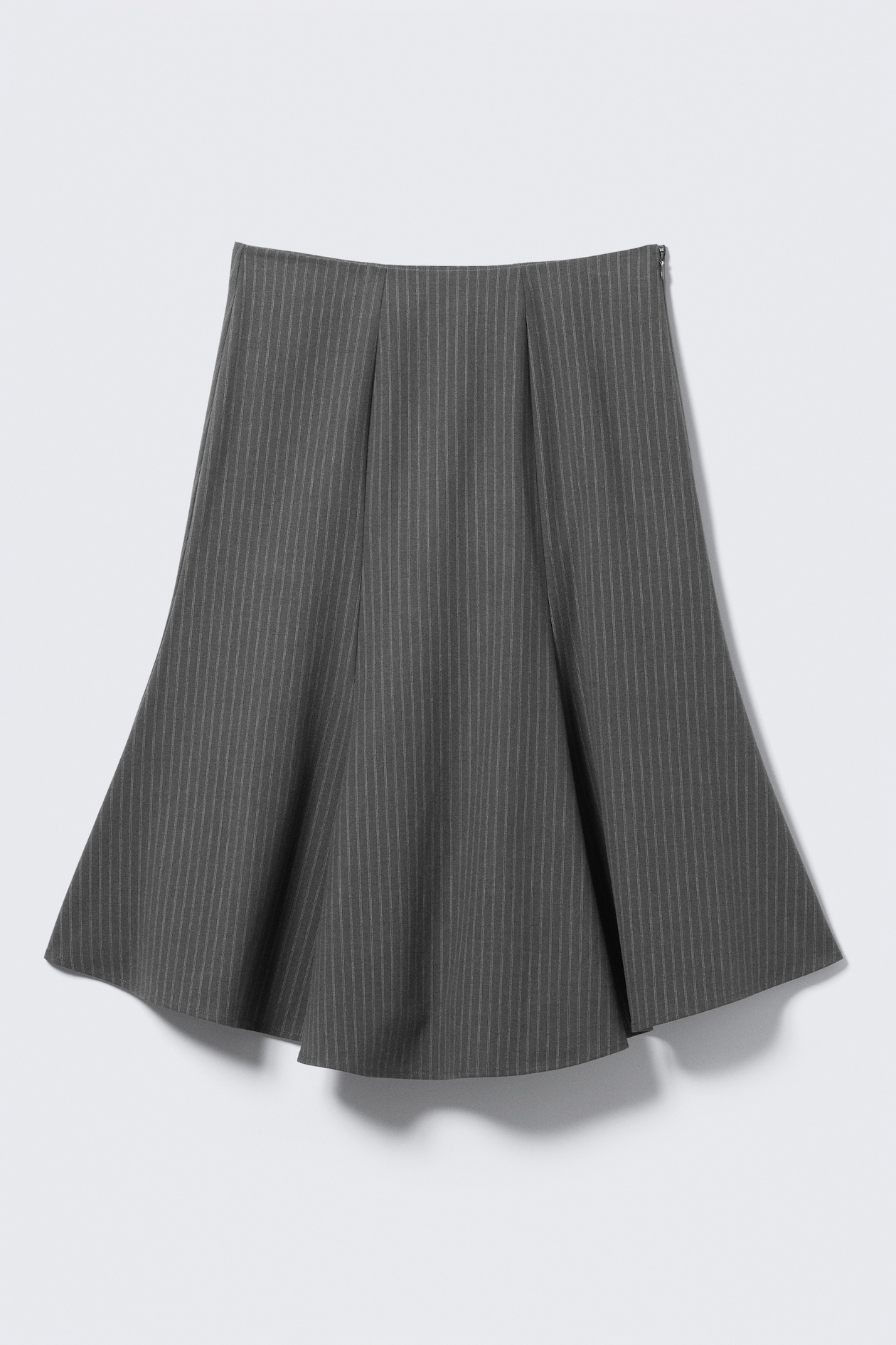 Women's Dusty Grey Pinstripes Midi Slim Volume Skirt | H&M GB