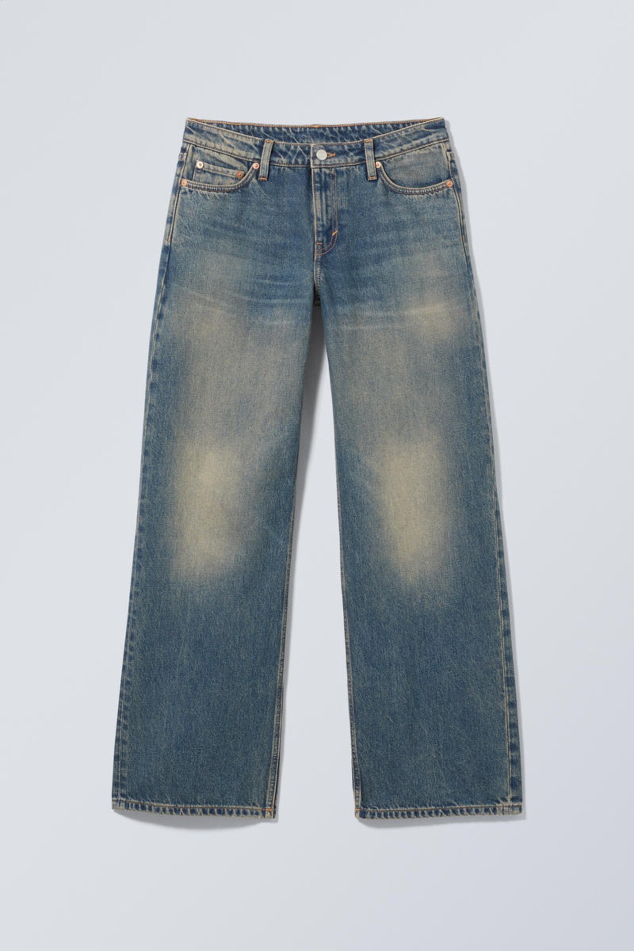 ample low waist loose wide leg jeans - Steel Blue - Mittelblau | Weekday DE