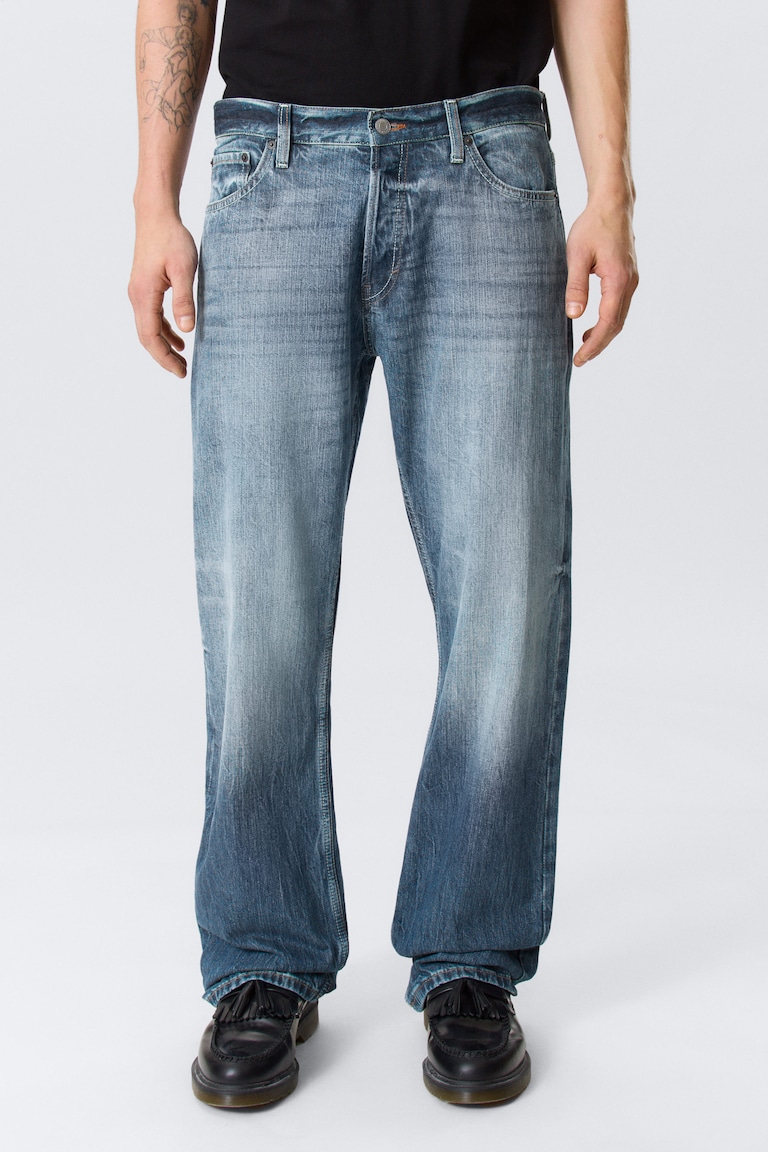 meteor low rise relaxed straight leg jeans - Board Blue - Medium Blue ...