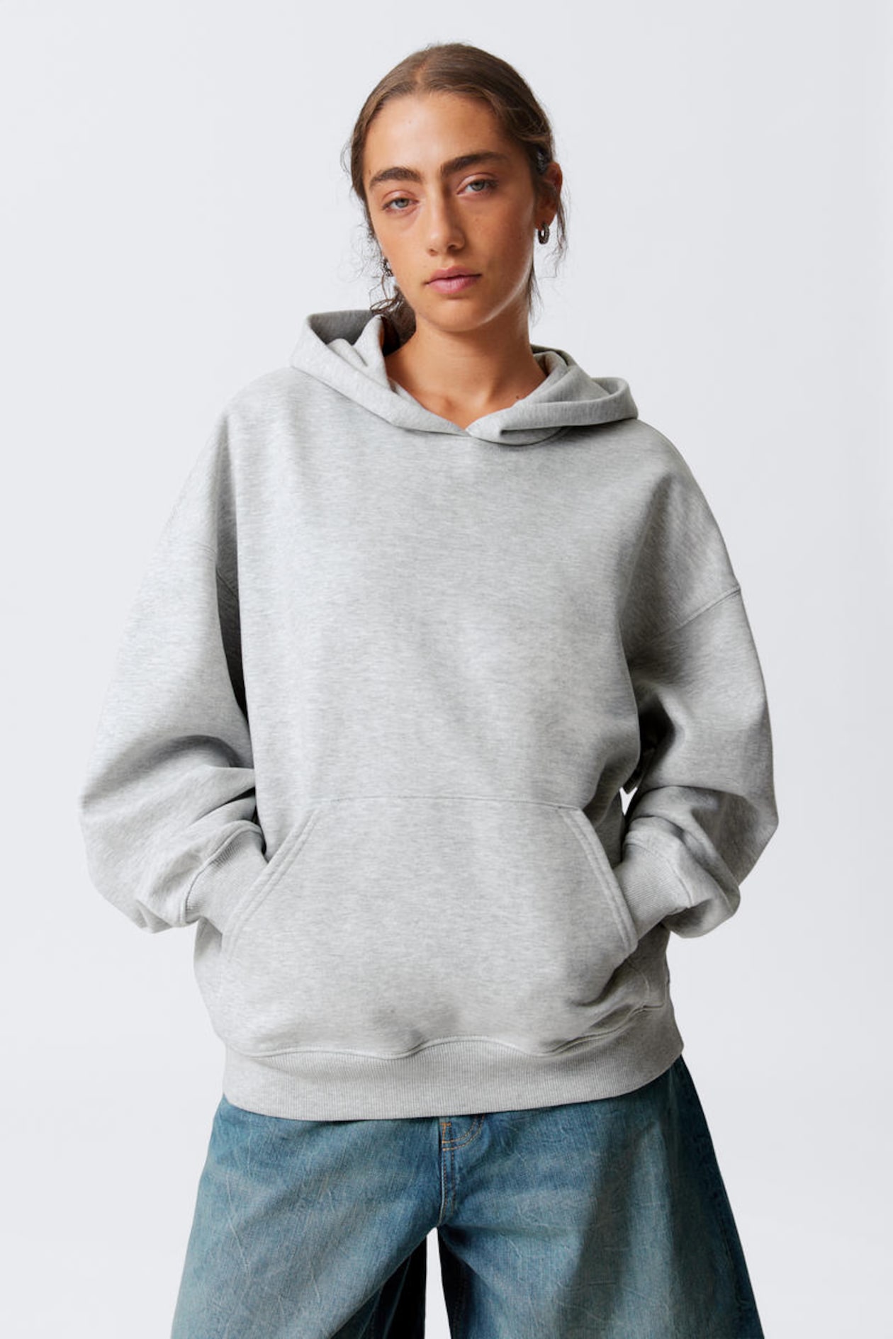 tung oversized hoodie - Ljus gråmelerad | Weekday SE