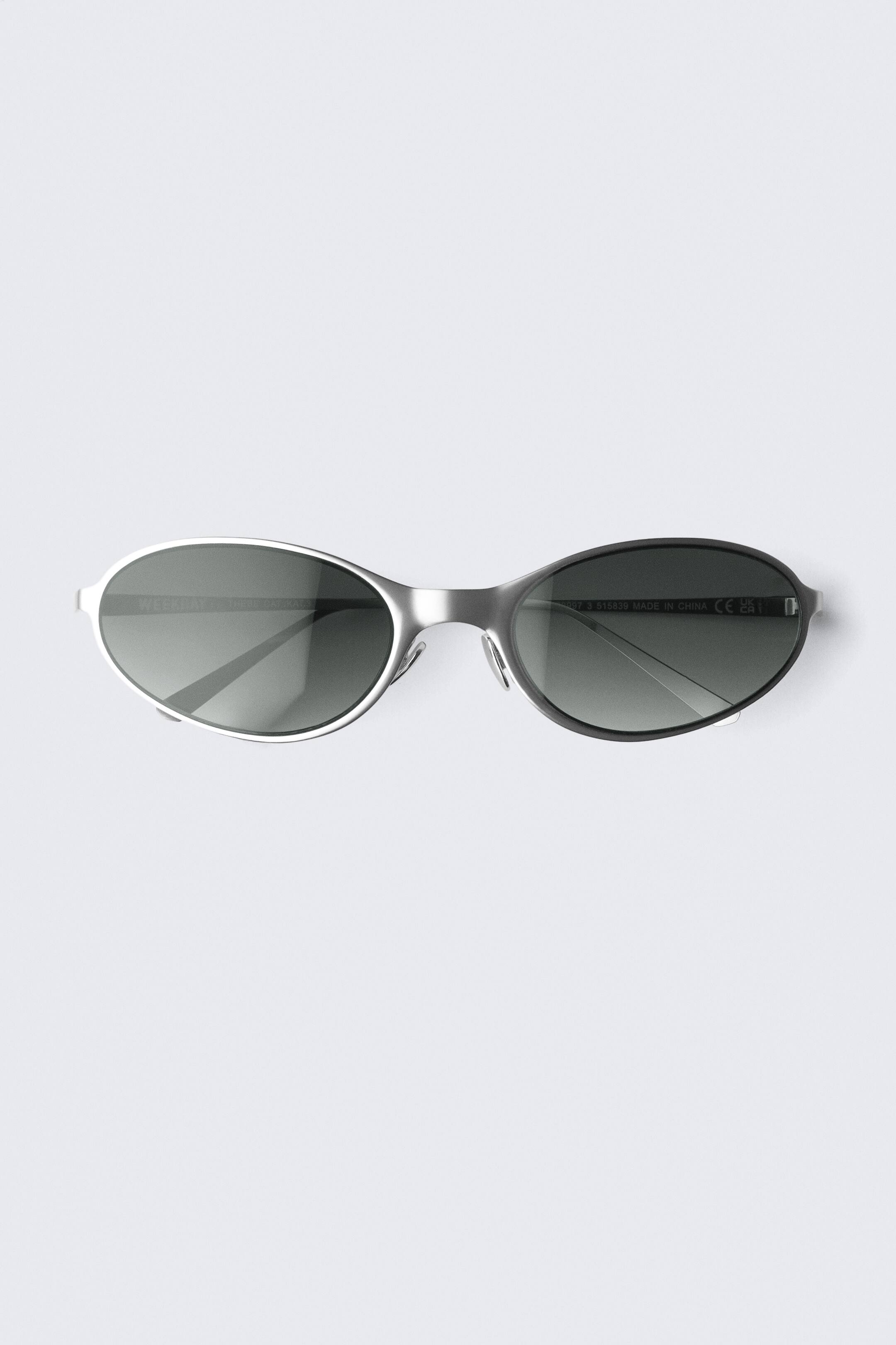 Ovale solbriller i metal - Sølv - Mørke glas - HERRE | H&M DK