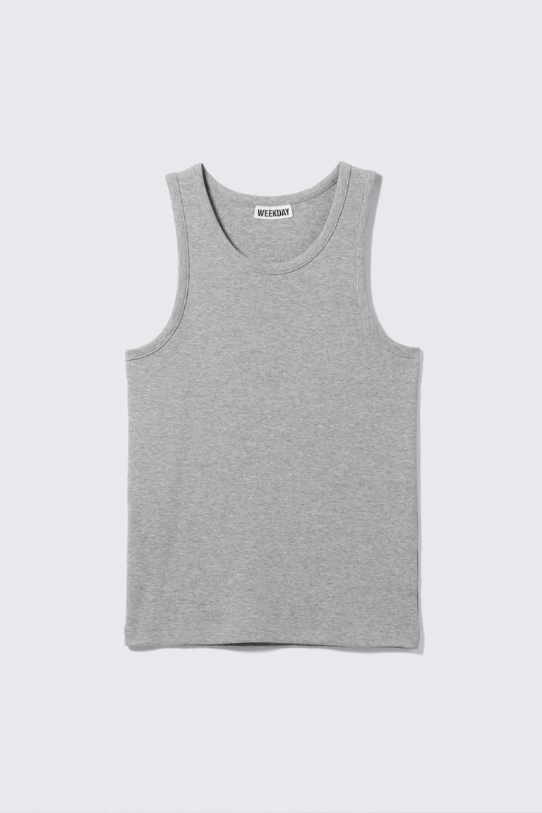 classic ribbed tank top - Light Grey Melange | Weekday GB