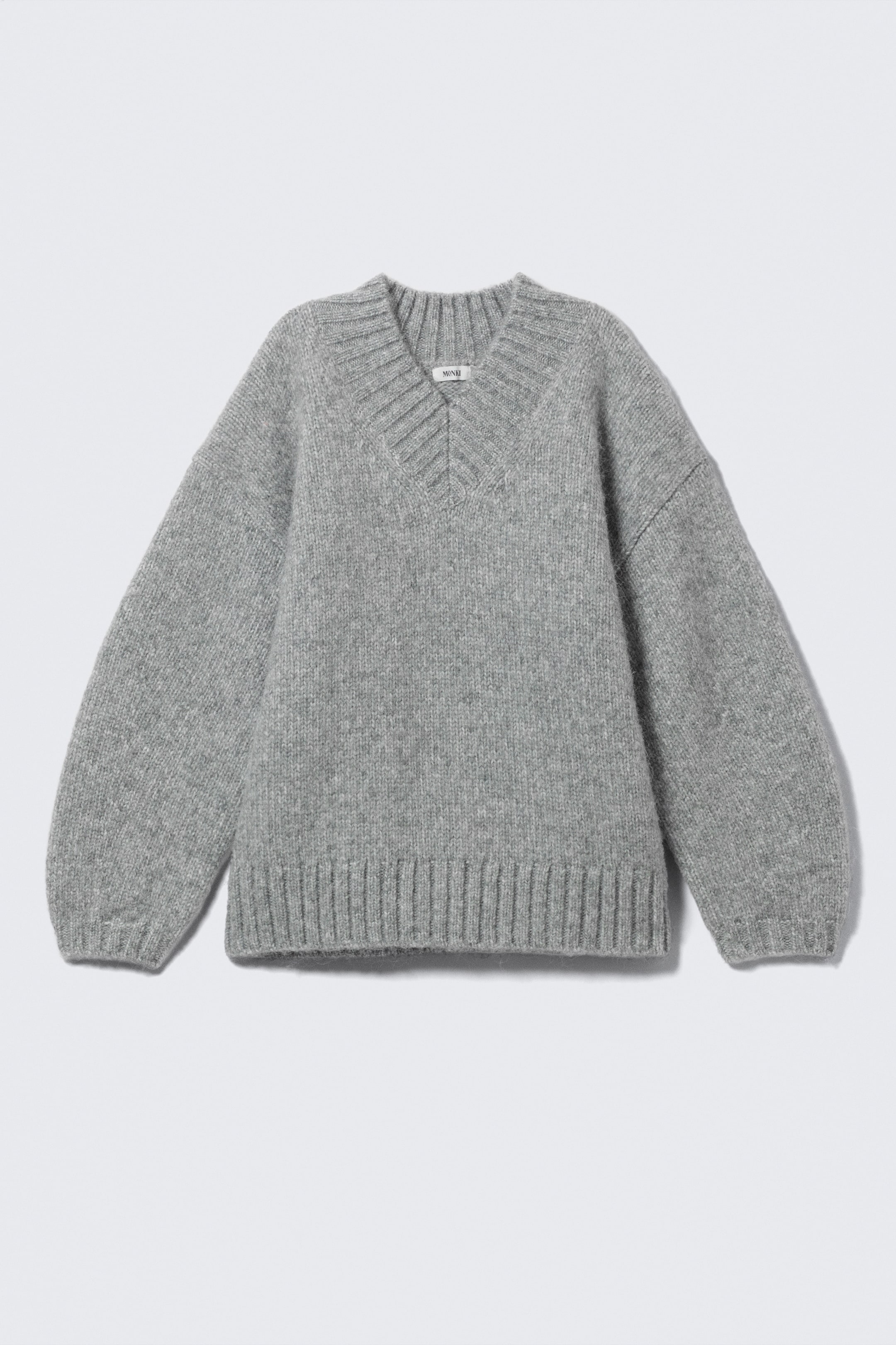 Sweter oversize z dekoltem w serek - Grey Melange - ONA | H&M PL