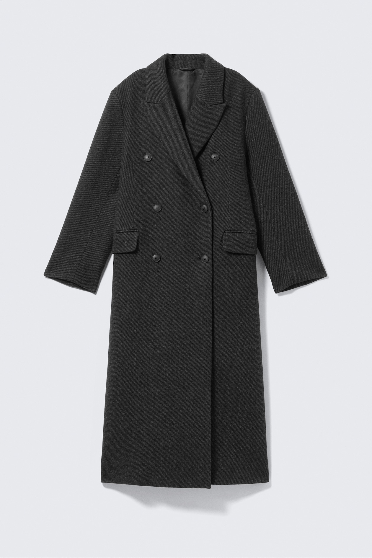 Women's Dark Grey Logan Double-Breasted Wool-Blend Coat | H&M GB