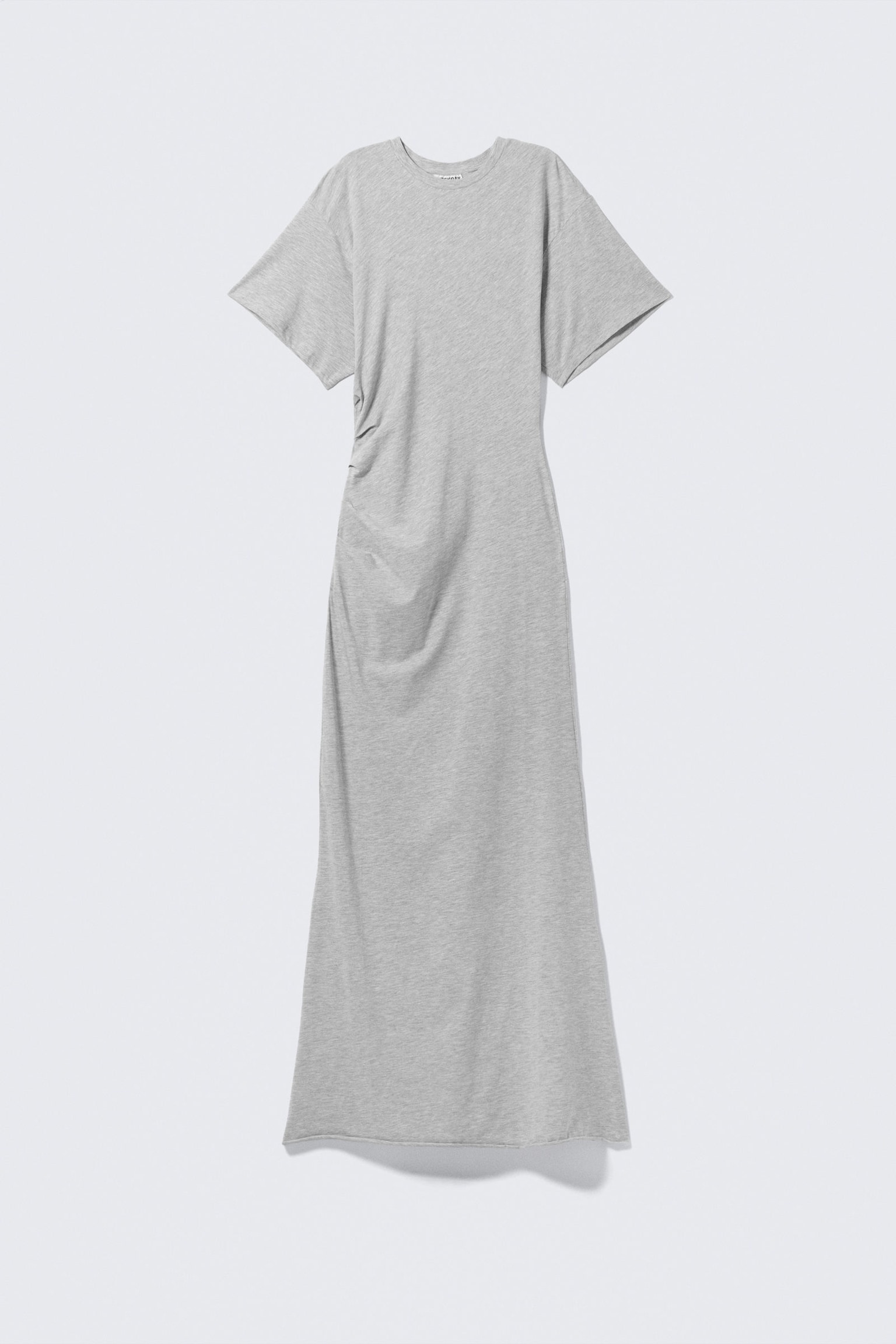 gathered short-sleeved maxi dress - Light Grey Melange | Weekday WW