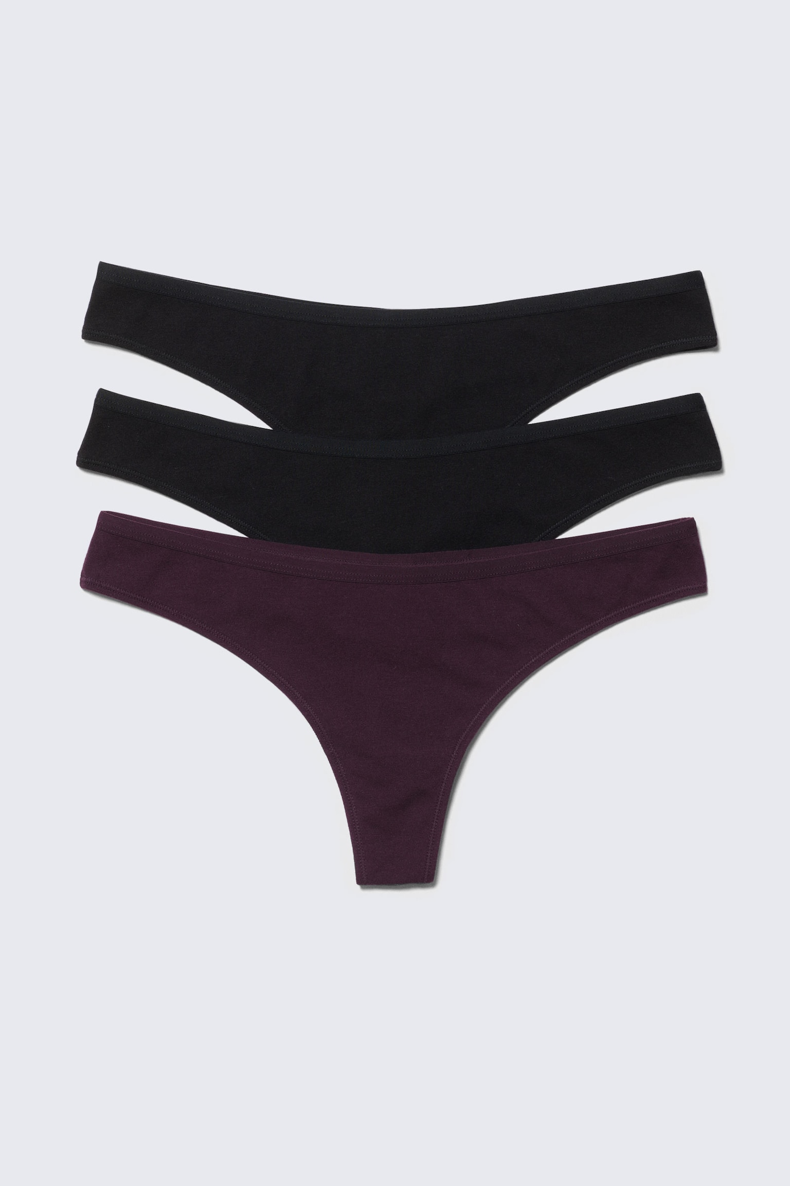 3-pack low waist cotton thongs - Black & Dark Purple | Weekday GB