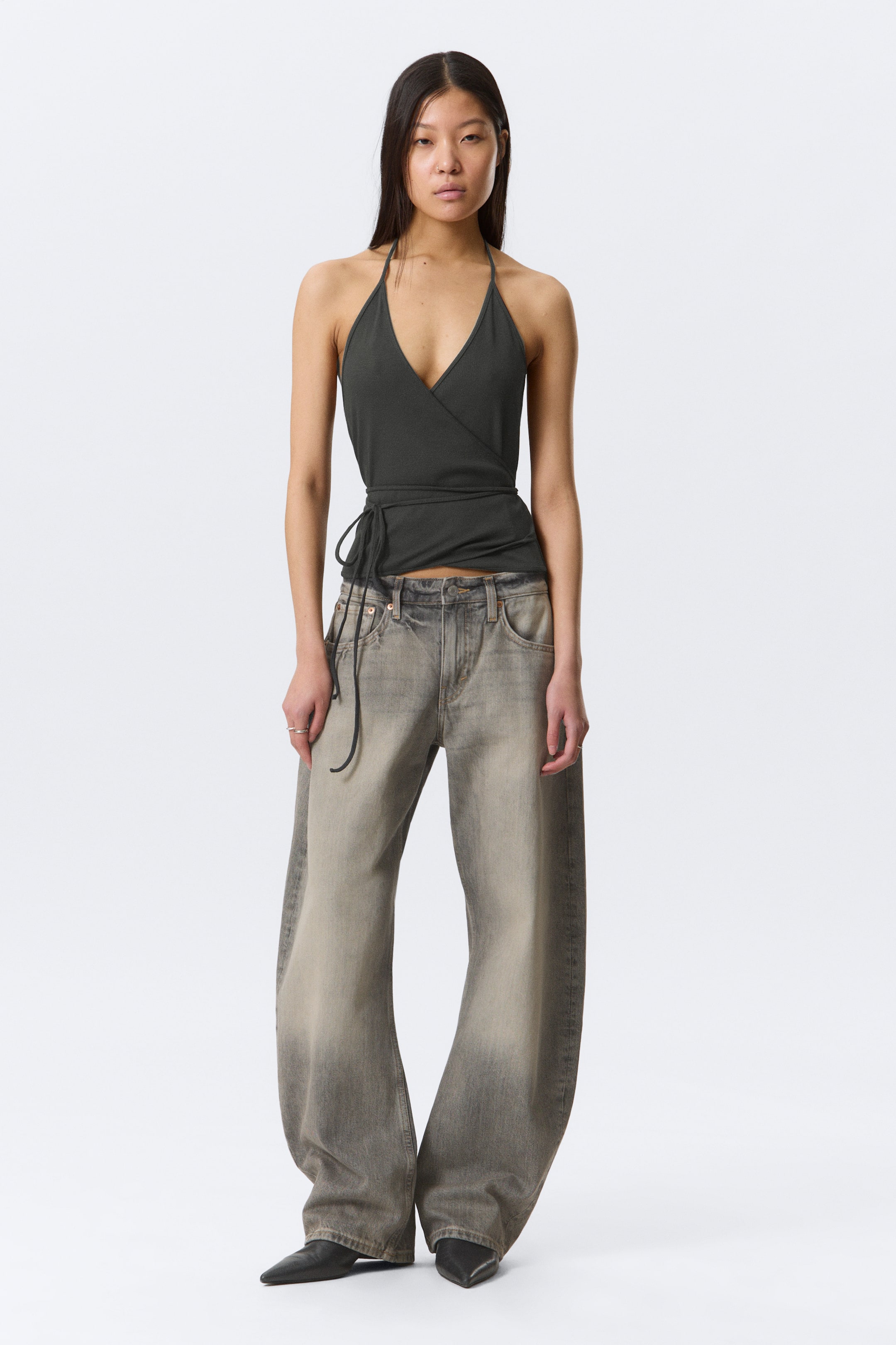 Women's Dark Grey Wrap Halter Top | H&M GB