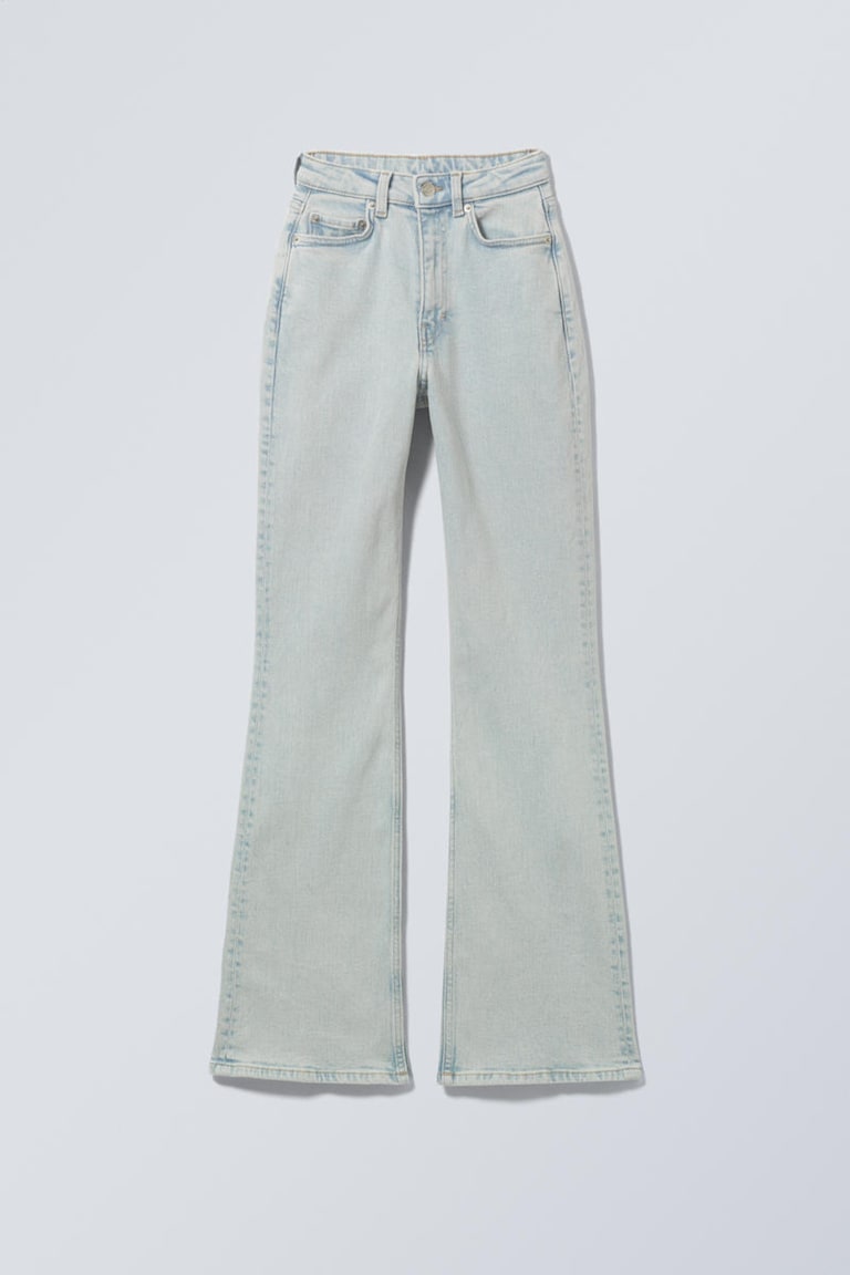 glow curve high waisted regular flared leg jeans - Snow Blue - Light ...