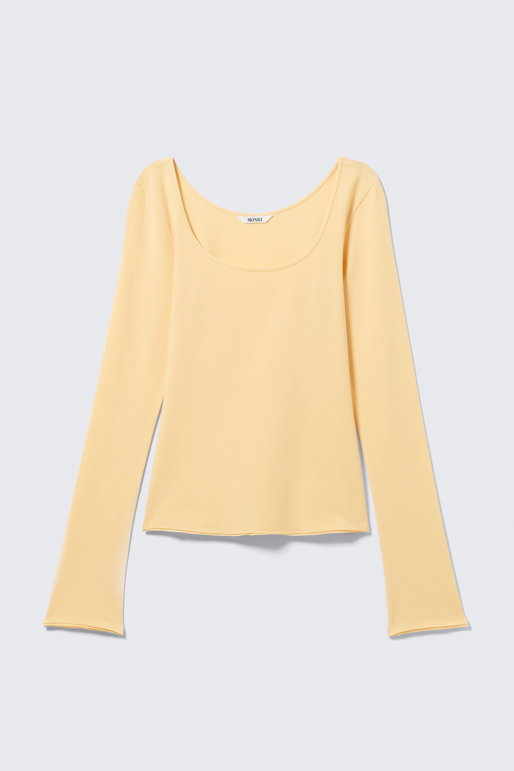 Women's Light Yellow Long-Sleeved Slim Fit Scoop Neck Top | H&M GB