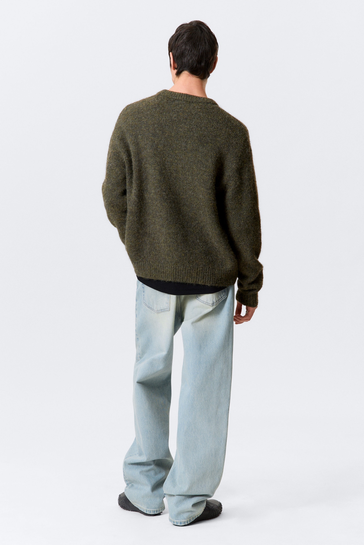 pull coupe standard en maille de laine mélangée - Vert foncé | Weekday FR