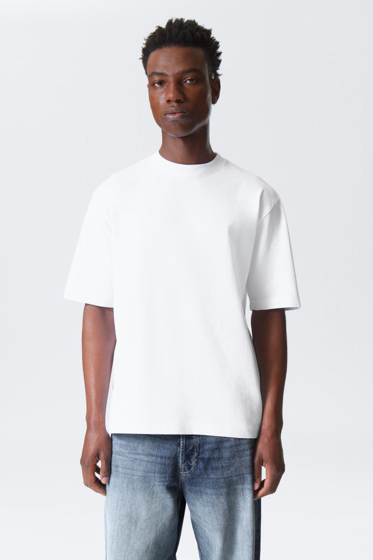 relaxed fit short-sleeved cotton t-shirt - White | Weekday WW