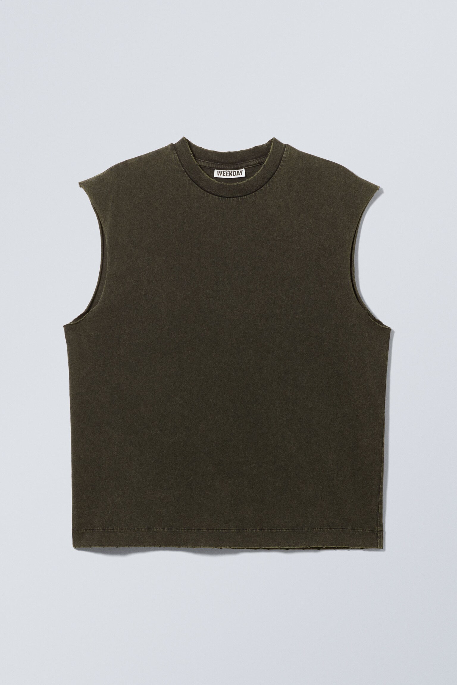 loose fit raw hem square tank top - Washed Black | Weekday WW