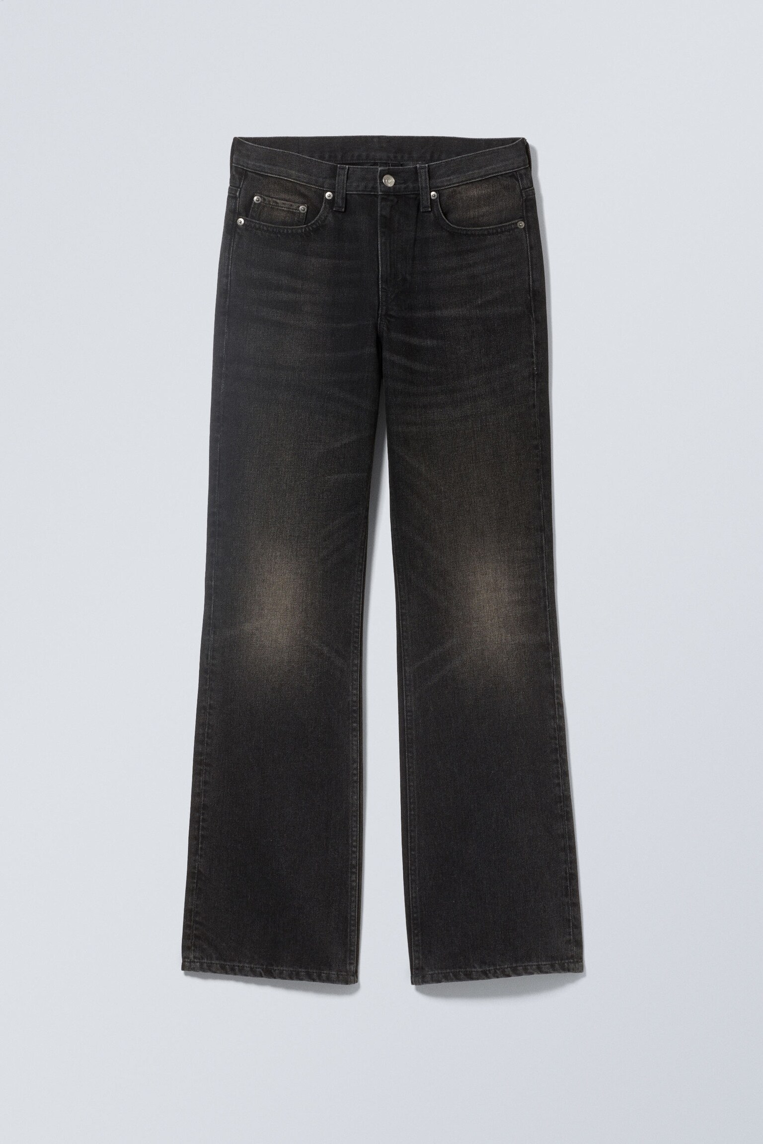 moon mid waist regular bootcut leg jeans - Deep Night - Svart | Weekday SE