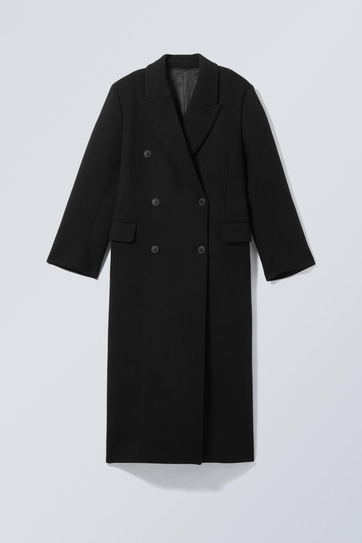 oversized double-breasted wool-blend coat - Black | Weekday WW