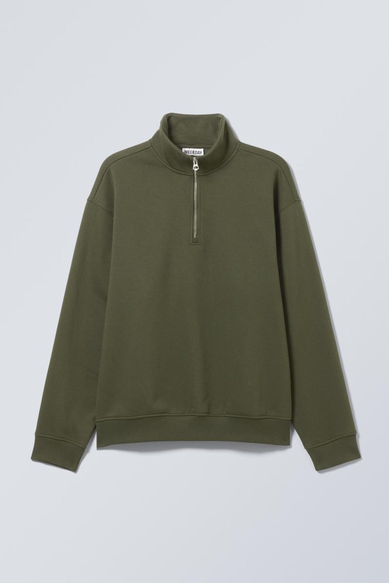 relaxed heavy half zip sweater - Dark Khaki Green | Weekday EU