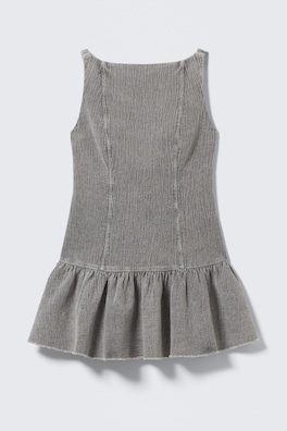 flared boat-neck mini twill dress - Washed Grey | Weekday WW