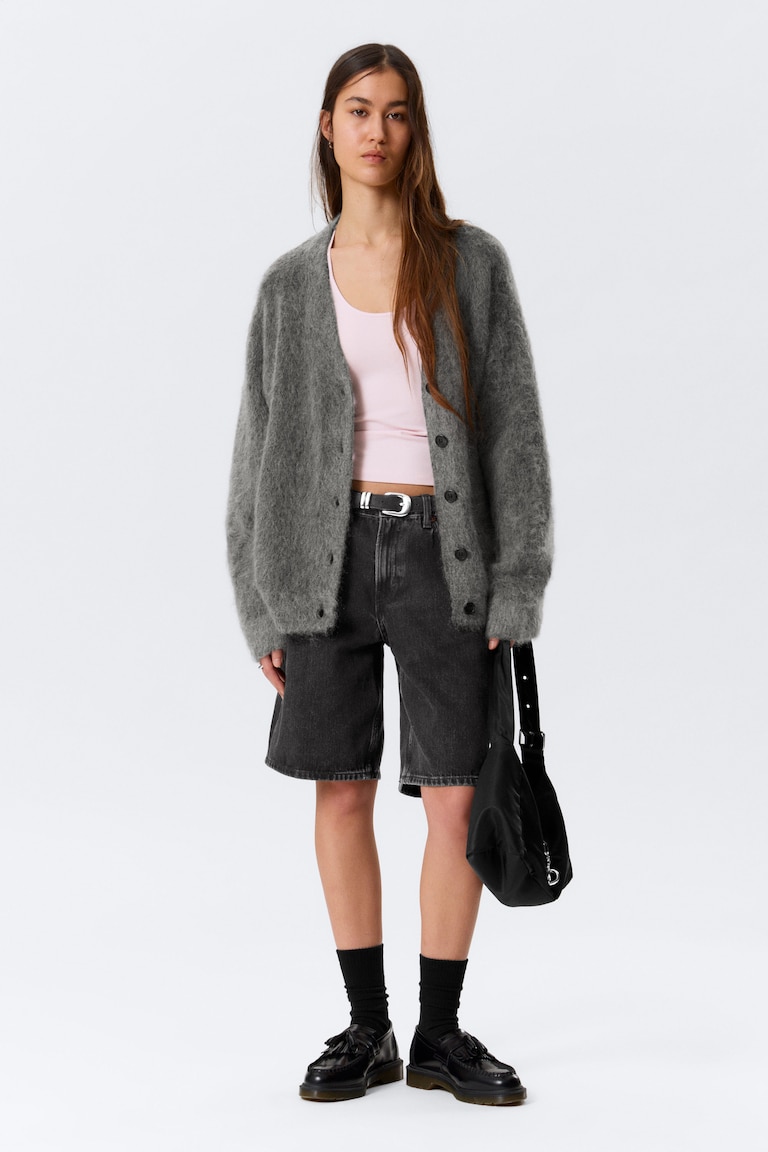 mohair blend cardigan - Dark Grey | Weekday GB