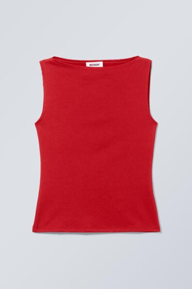 annie sleeveless boat-neck top - Red | Weekday WW