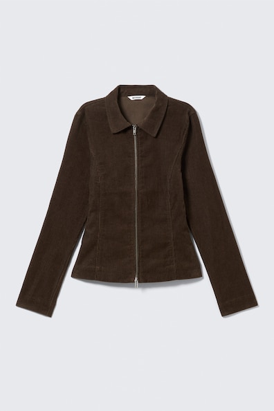 fitted corduroy zip-up jacket - Brown Corduroy | Weekday GB