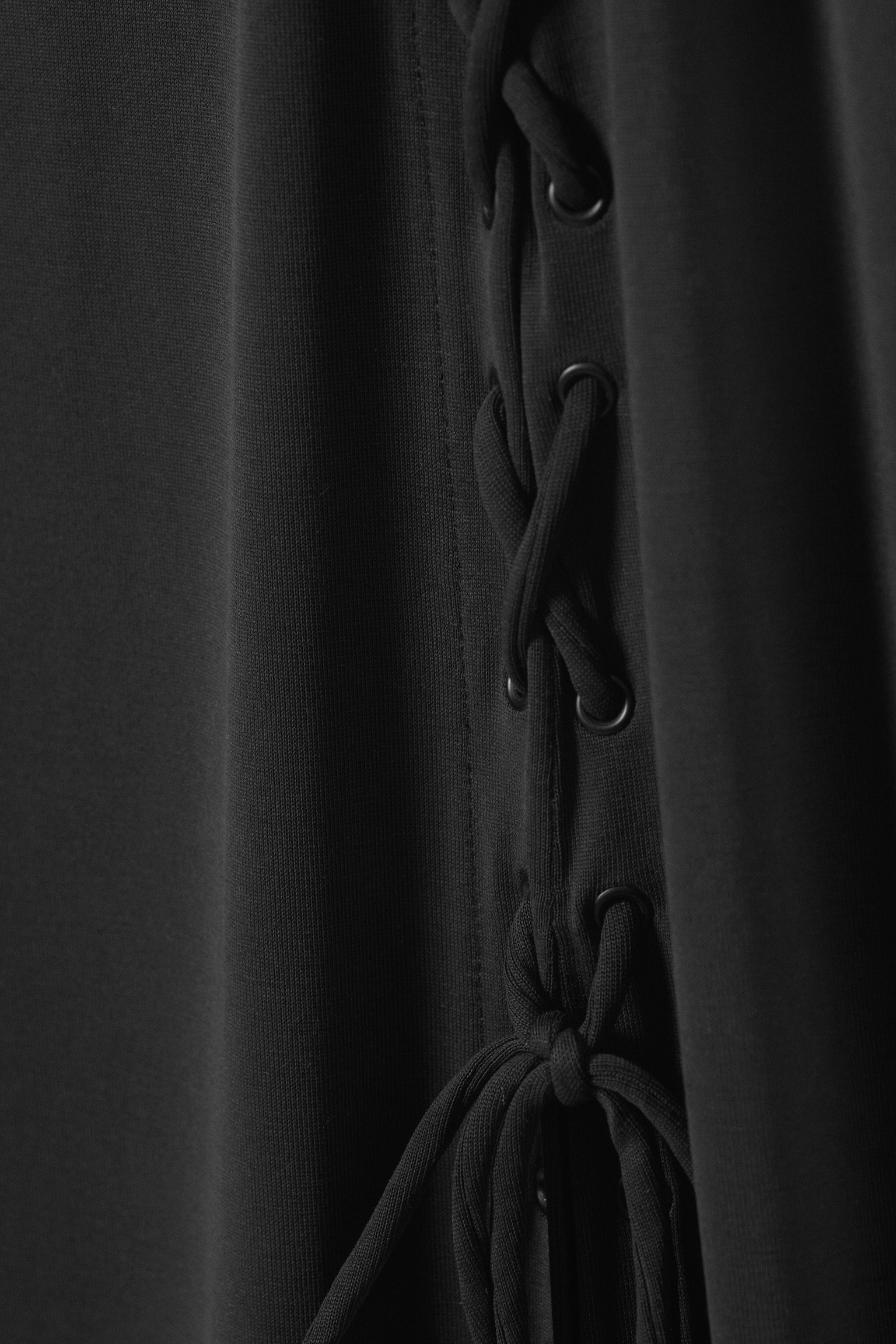 ira long lace-up dress - Black | Weekday EU