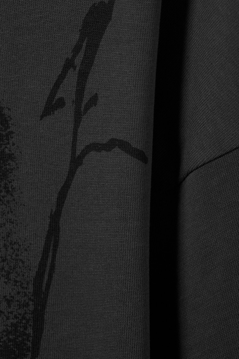 great boxy graphic long sleeve t-shirt - Dark Grey - Big Mess | Weekday WW