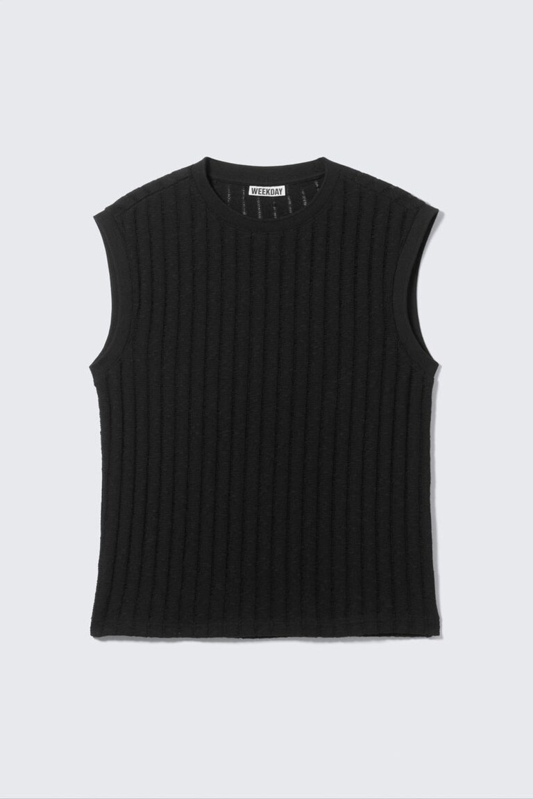 boxy structured cotton tank top - Black | Weekday WW
