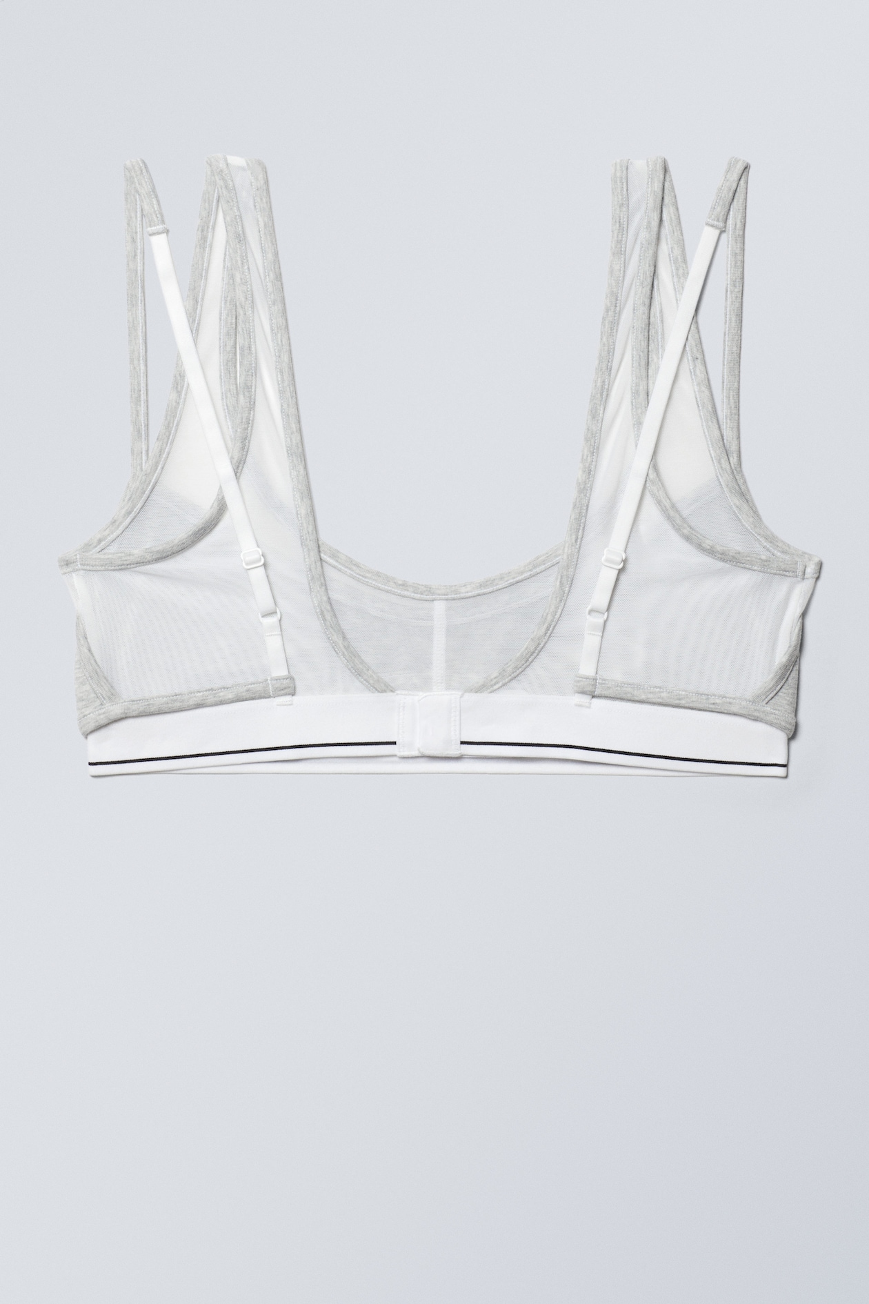 layered cotton mesh bra - Light Grey Melange & White | Weekday WW