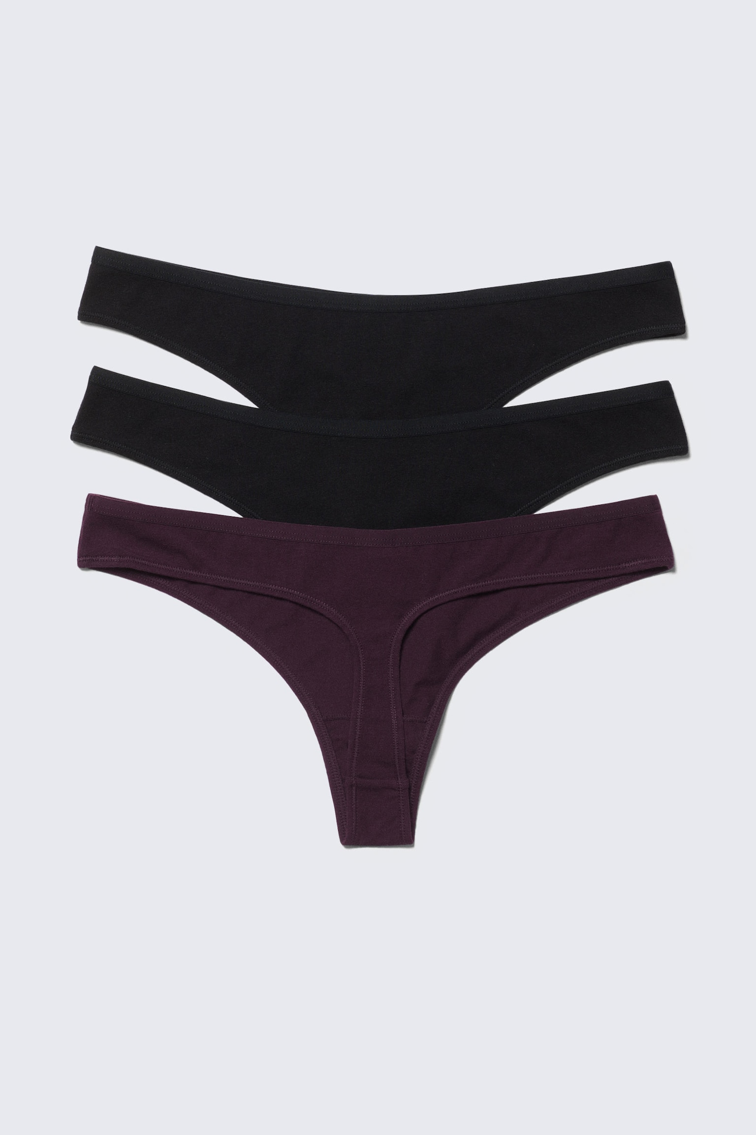 3-pack low waist cotton thongs - Black & Dark Purple | Weekday GB