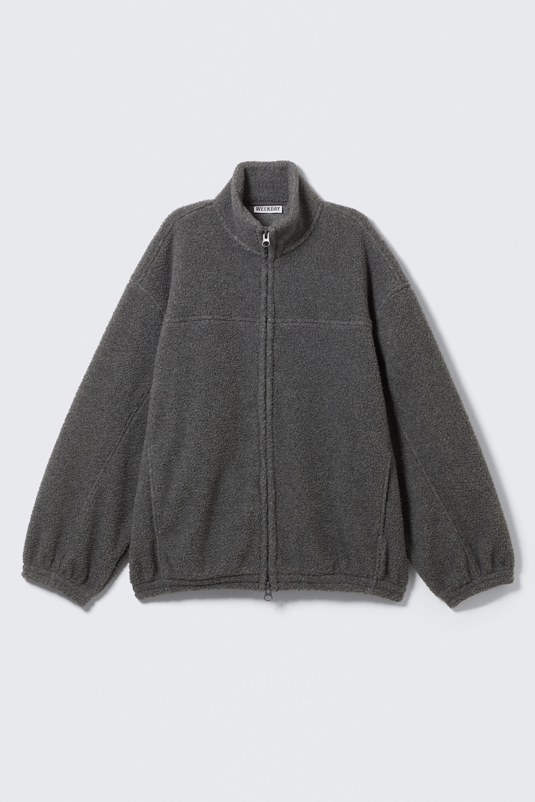 fleece zip jacket - Dark Grey Melange | Weekday GB
