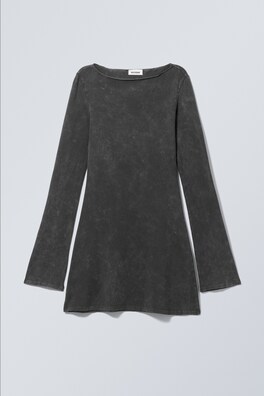 long sleeve mini dress - Washed Black | Weekday GB