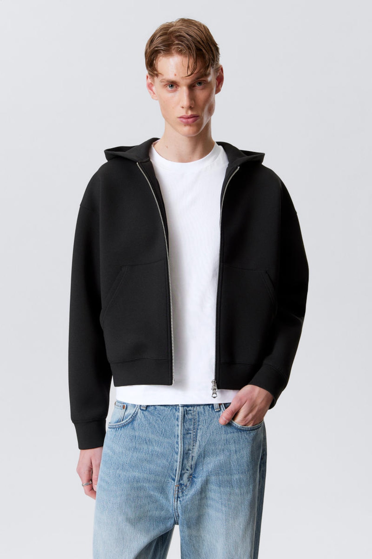 simon scuba zip hoodie - Black | Weekday EU