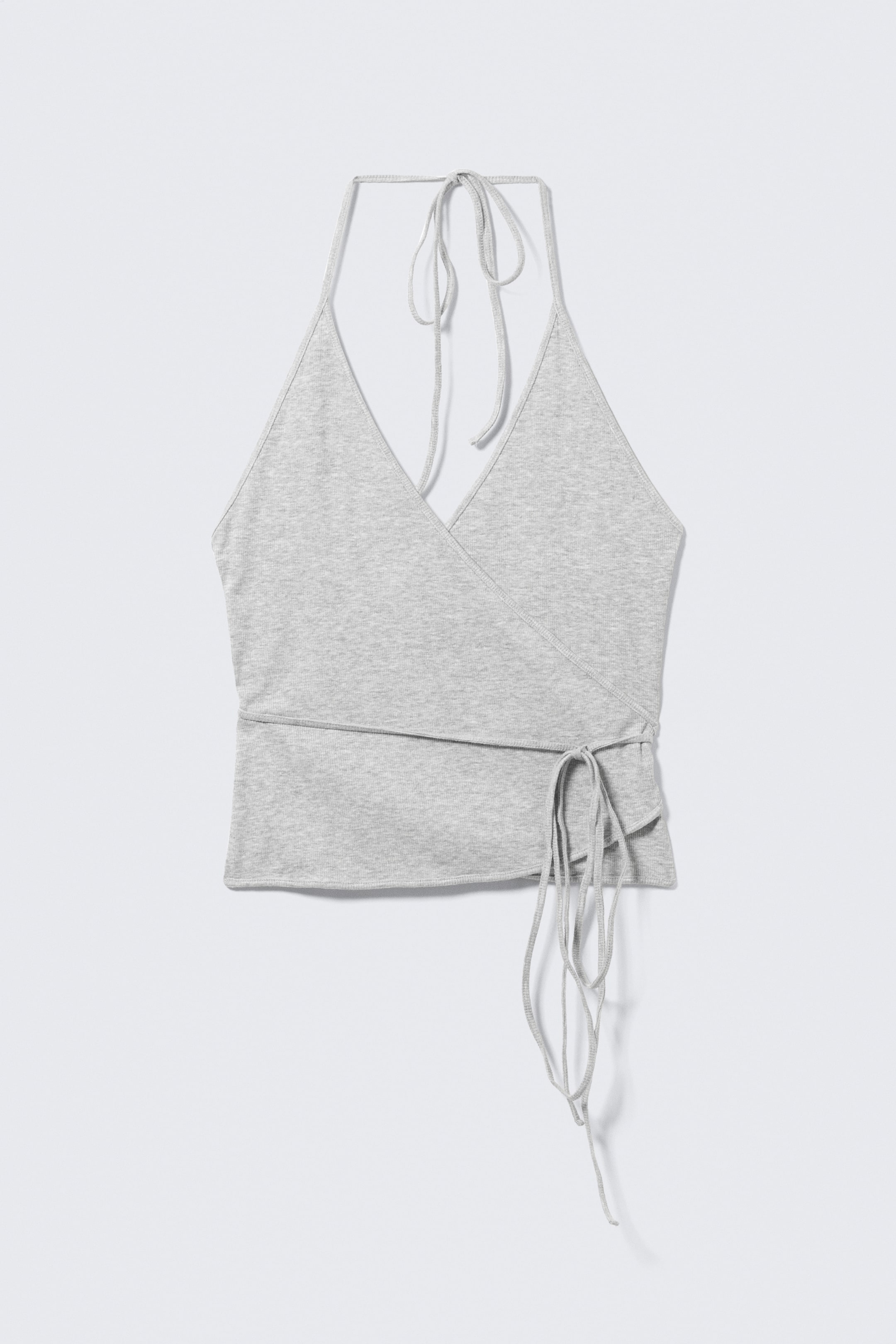 Women's Grey Melange Wrap Halter Top | H&M GB