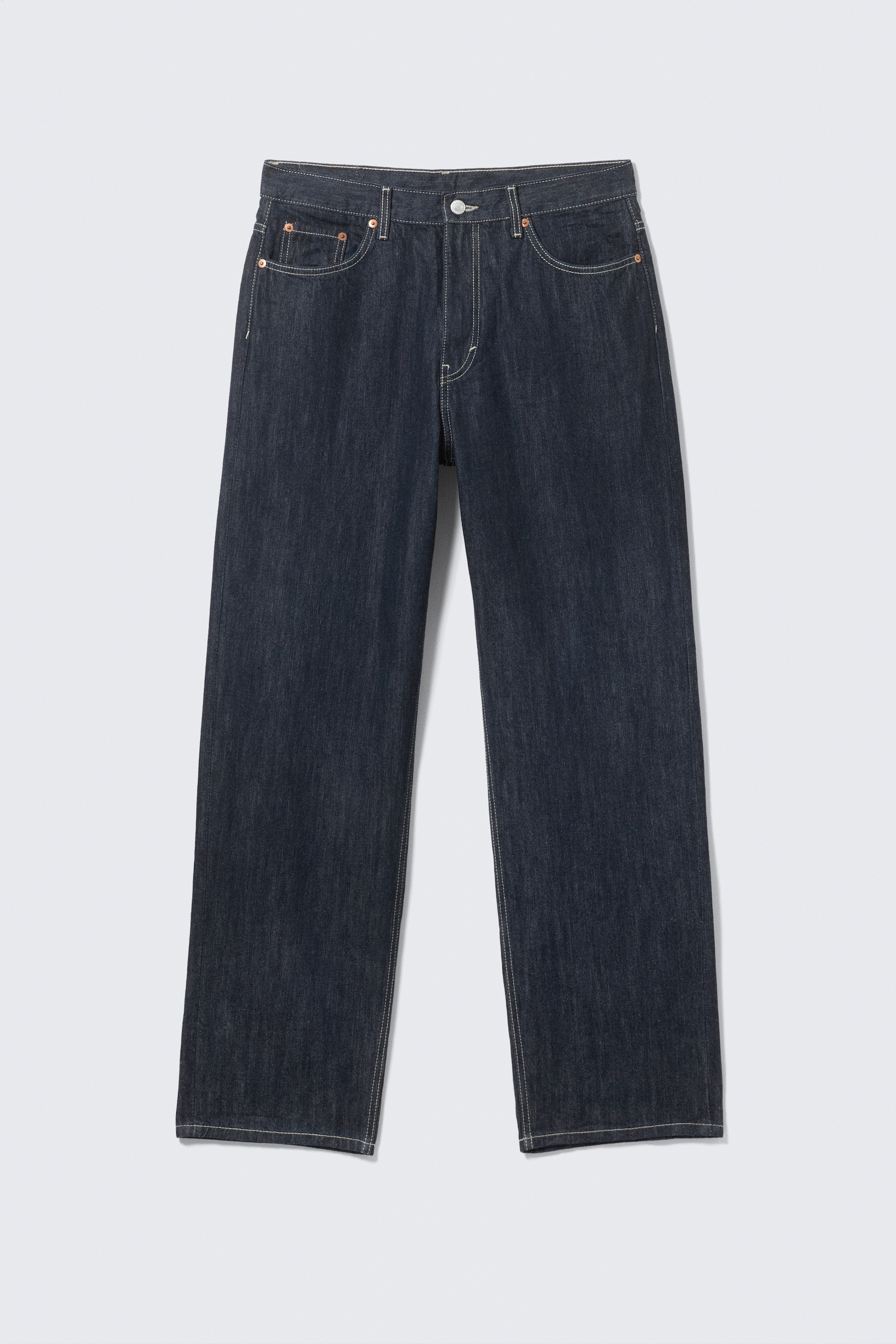 Galaxy Mid Rise Loose Straight Leg Jeans - Blue Rinse - Dark Blue - Men ...