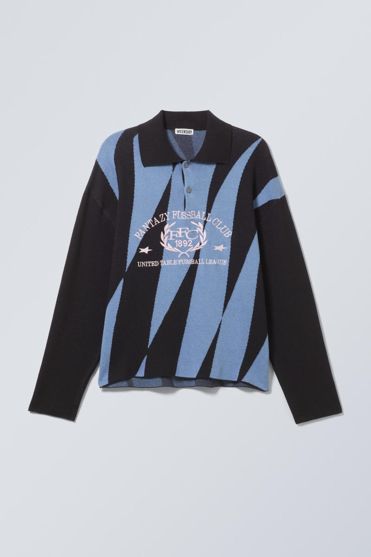graphic polo sweater - Black/Blue - Fantazy Fussball | Weekday WW